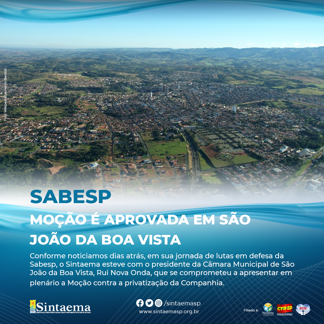 Moção é aprovada em São João da Boa Vista | Sindicato dos Trabalhadores ...